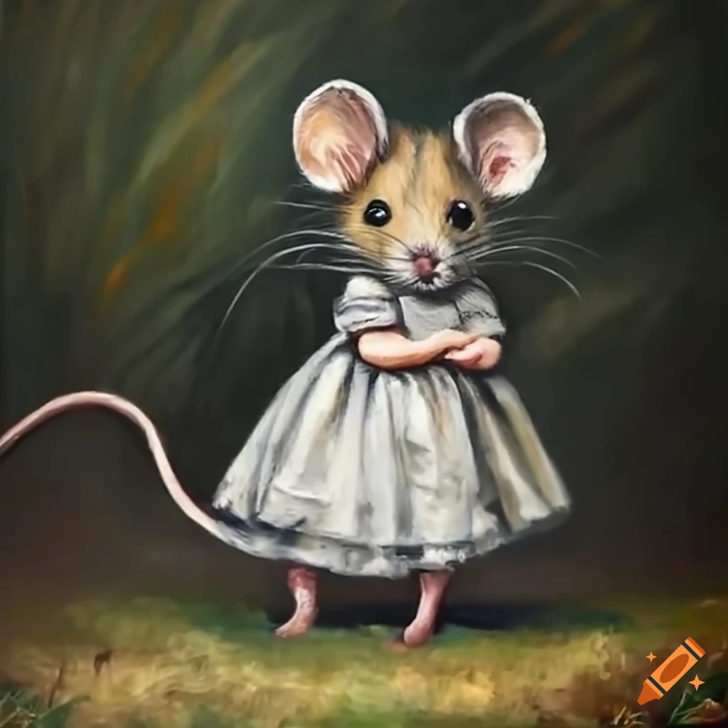 Cute field mouse in a country dress on Craiyon