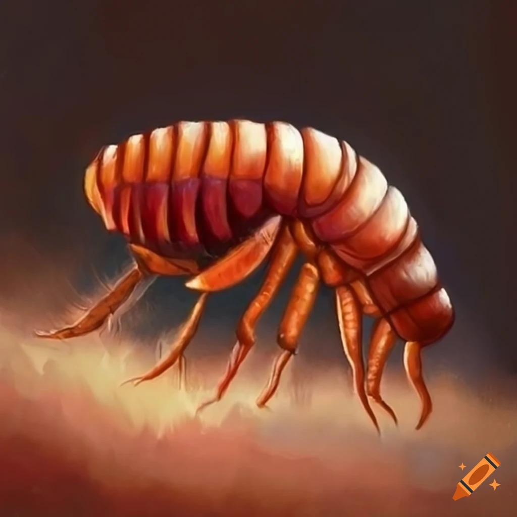 Oil painting of a flea on Craiyon