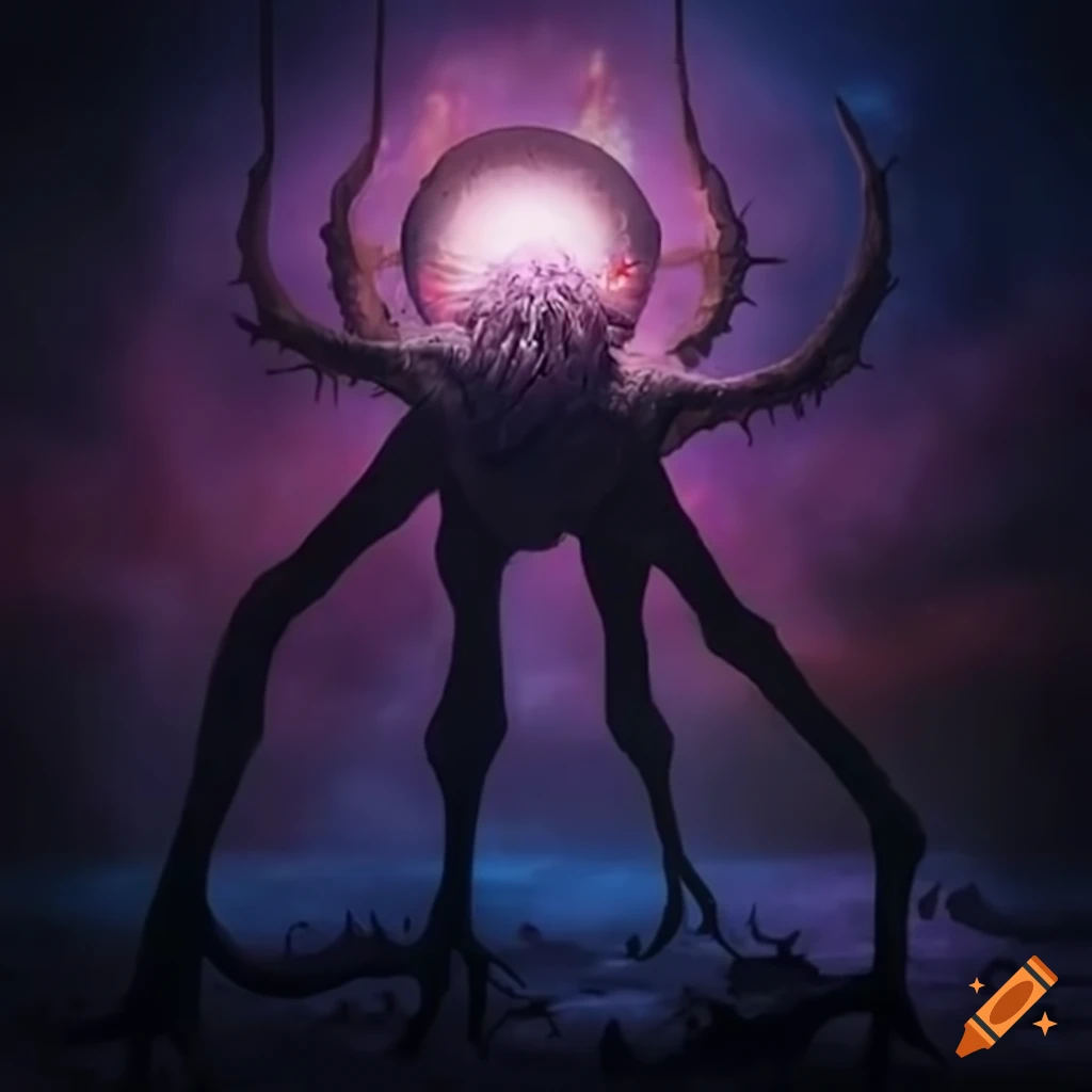 Otherworldly creature drifting through the void of the universe on Craiyon