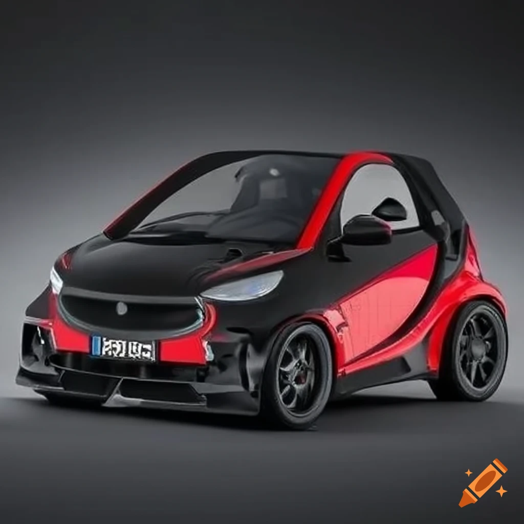 Powerful racing smart car in black and red on Craiyon