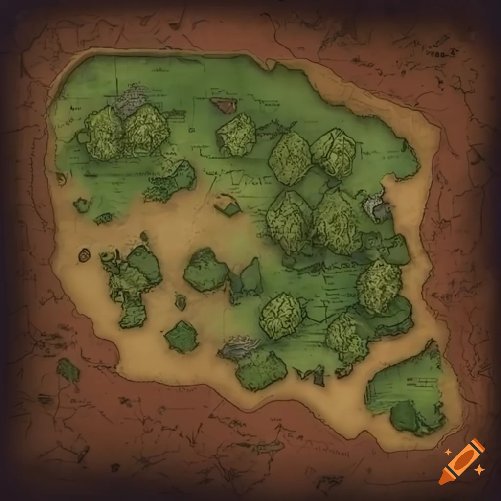 Old cartographer's map of a small forest area on Craiyon