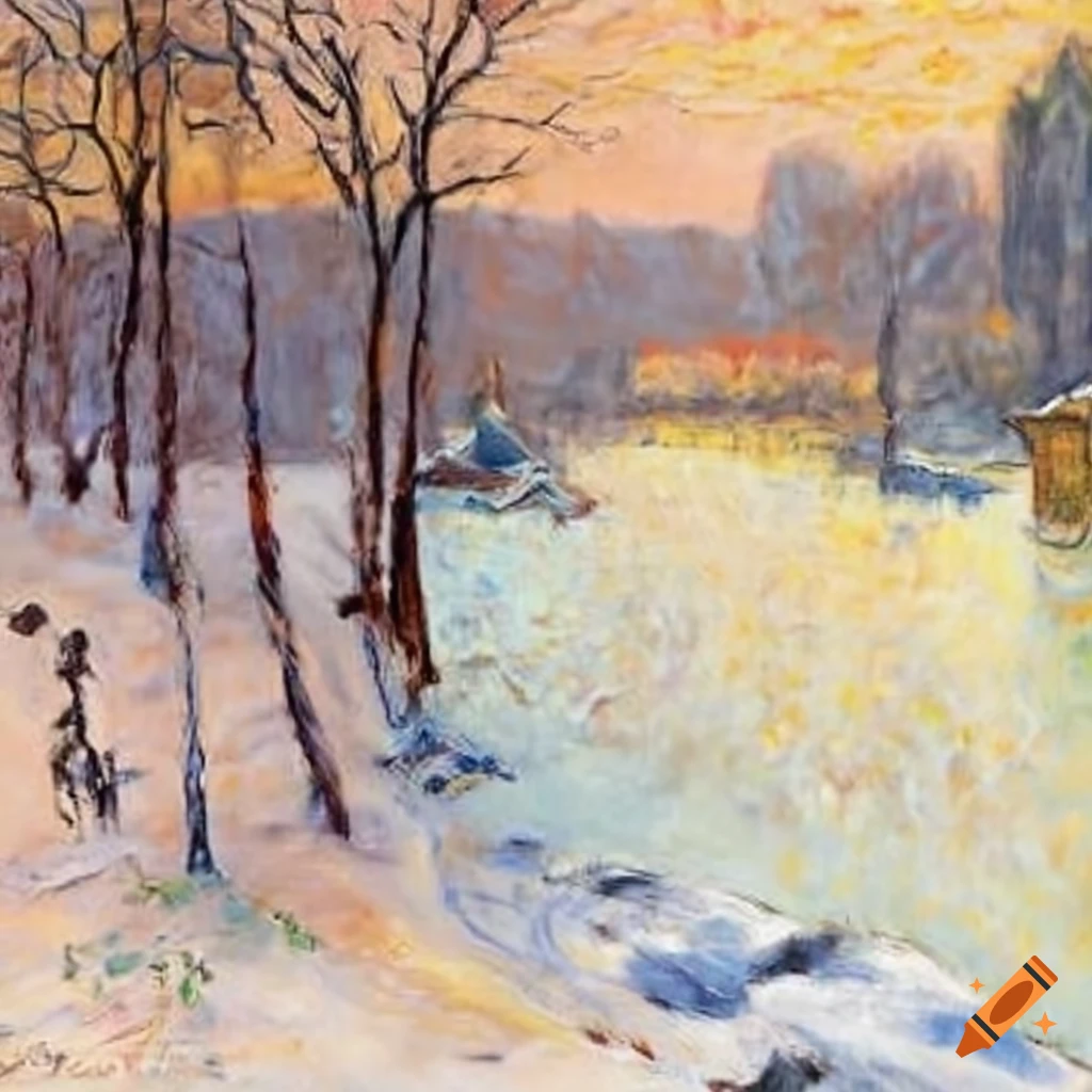 Snow painting by pierre bonnard on Craiyon