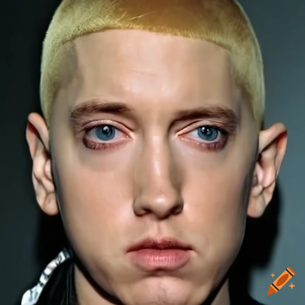 Close-up of eminem making a unique facial expression on Craiyon