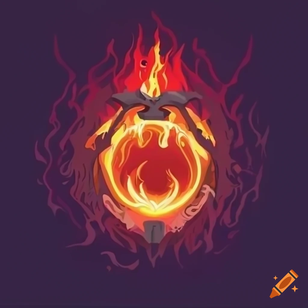 Arcane runic fire god epic logo illustration in vector format on Craiyon