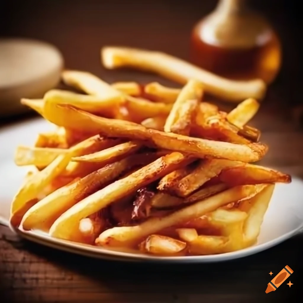 Delicious french fries with bbq sauce on Craiyon