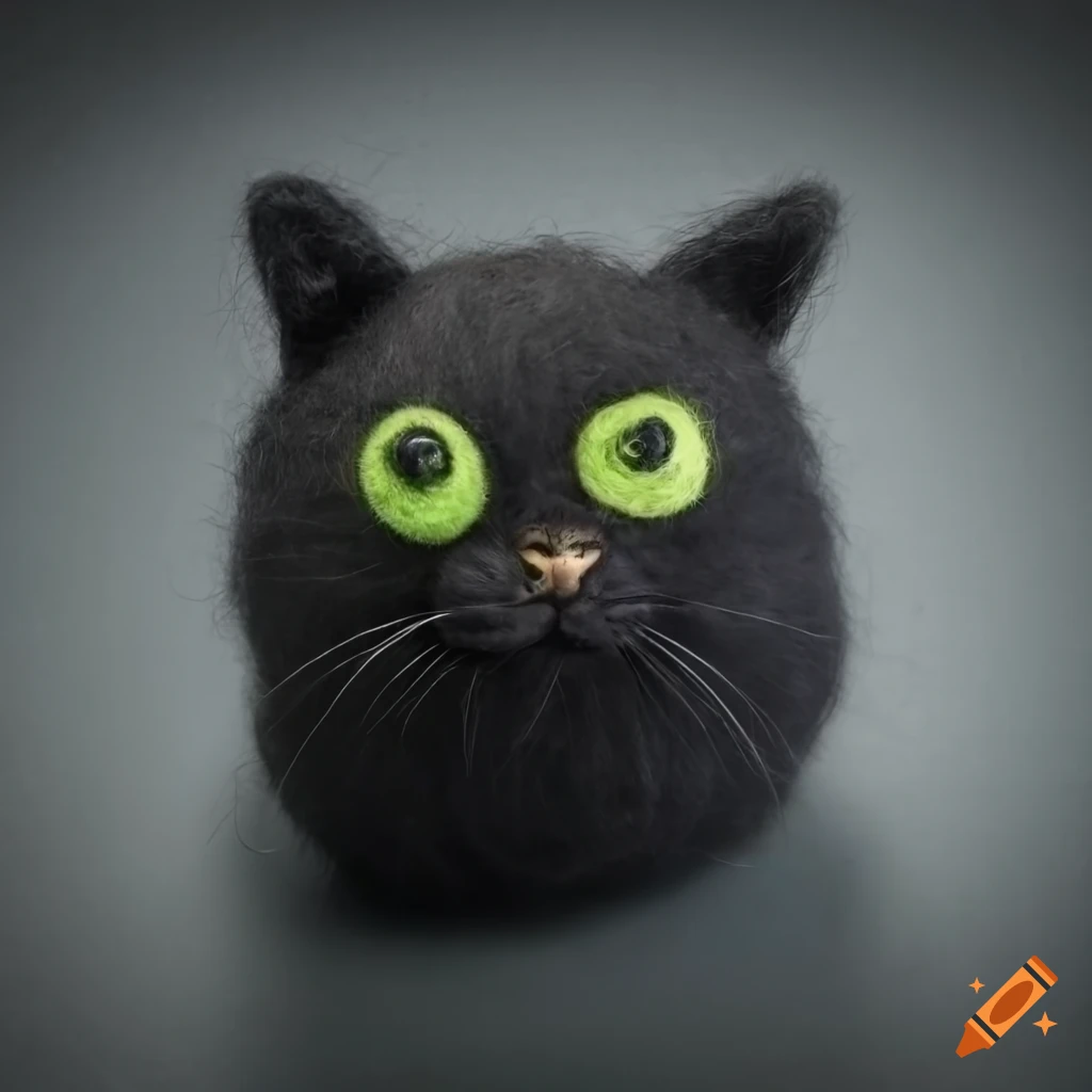 Black cat made of felted wool on Craiyon