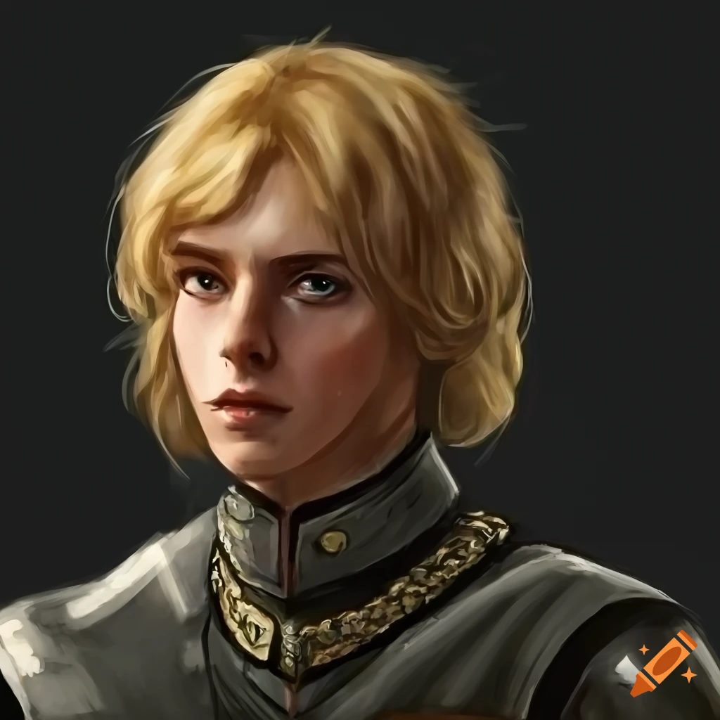 Realistic friendly young knight with blond hair in renaissance style on ...