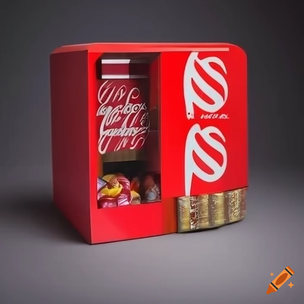 Futuristic box with coca-cola branding and delicious sweets on Craiyon