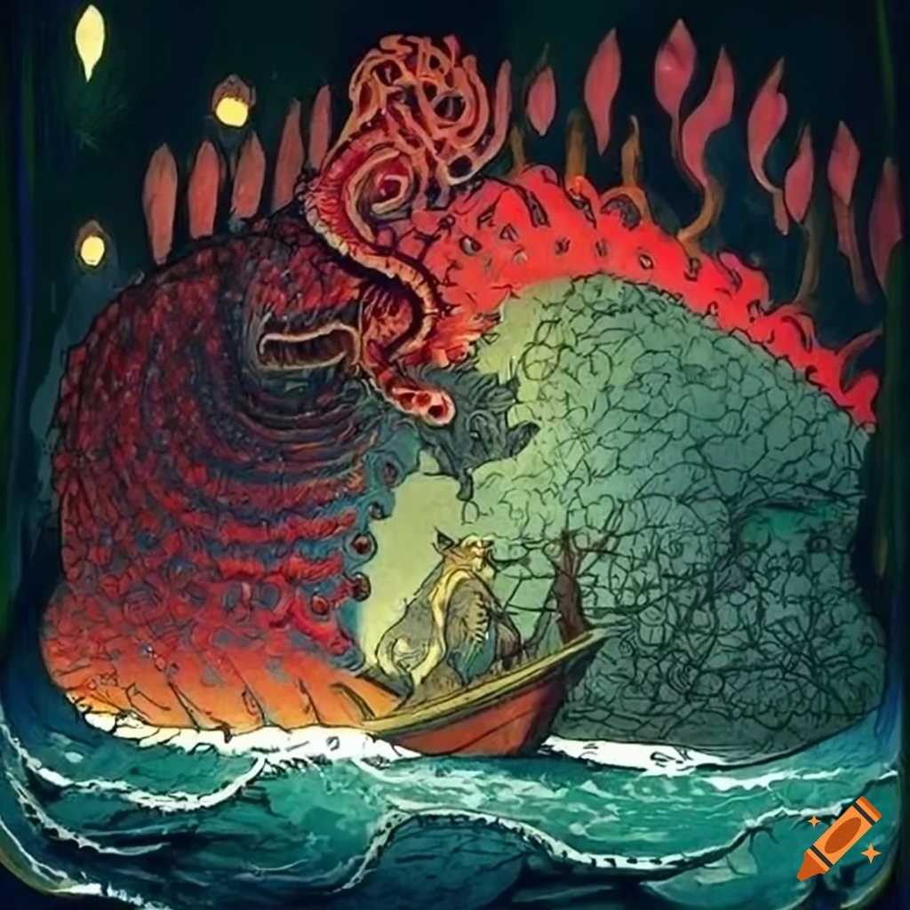 Illustration of curious creatures, magical beasts, and diverse natural ...