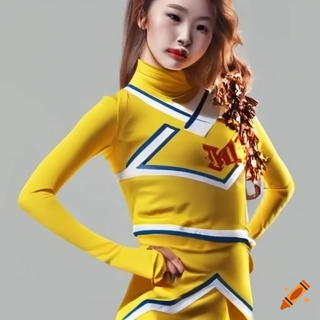 Yellow long sleeve cheerleading uniform with chinese neckline on Craiyon