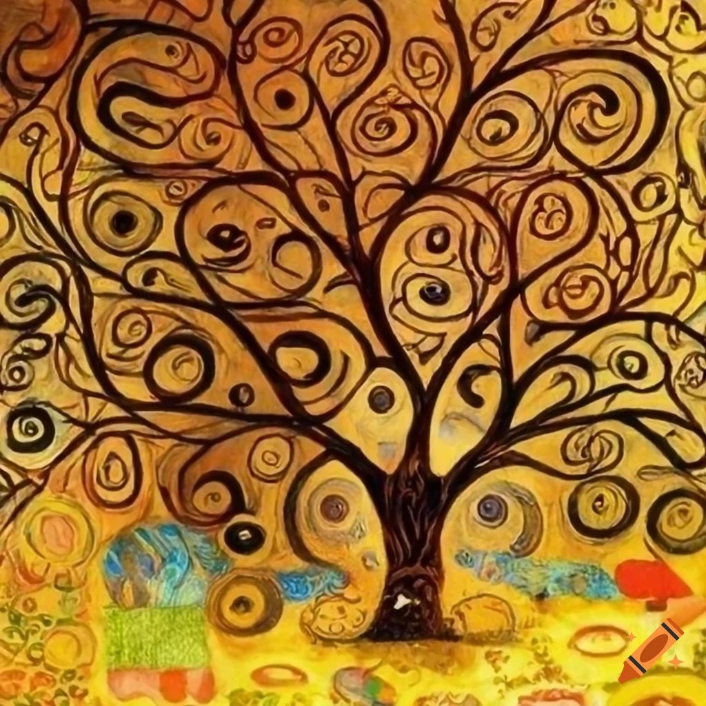 Gustav klimt style celtic tree of life illustration on Craiyon