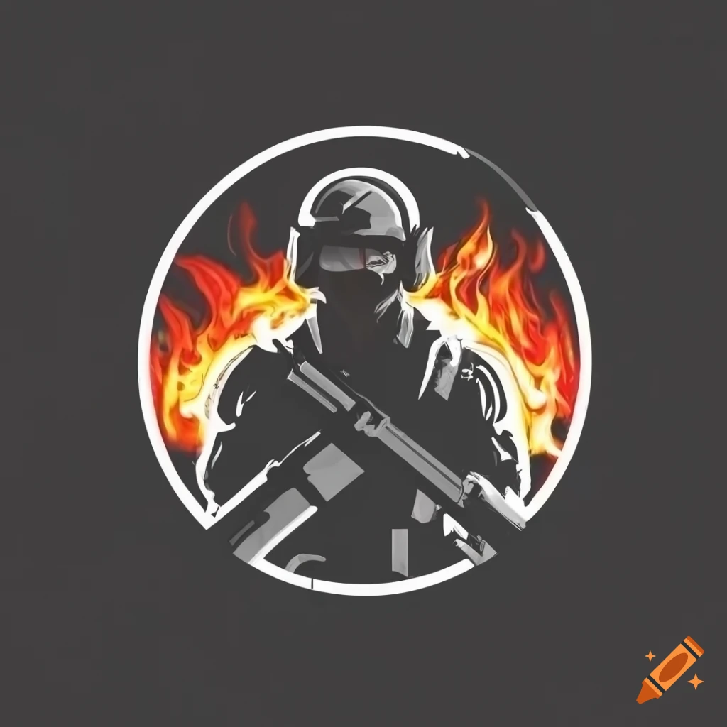 Aggressive call of duty soldier logo with fiery outline on dark ...