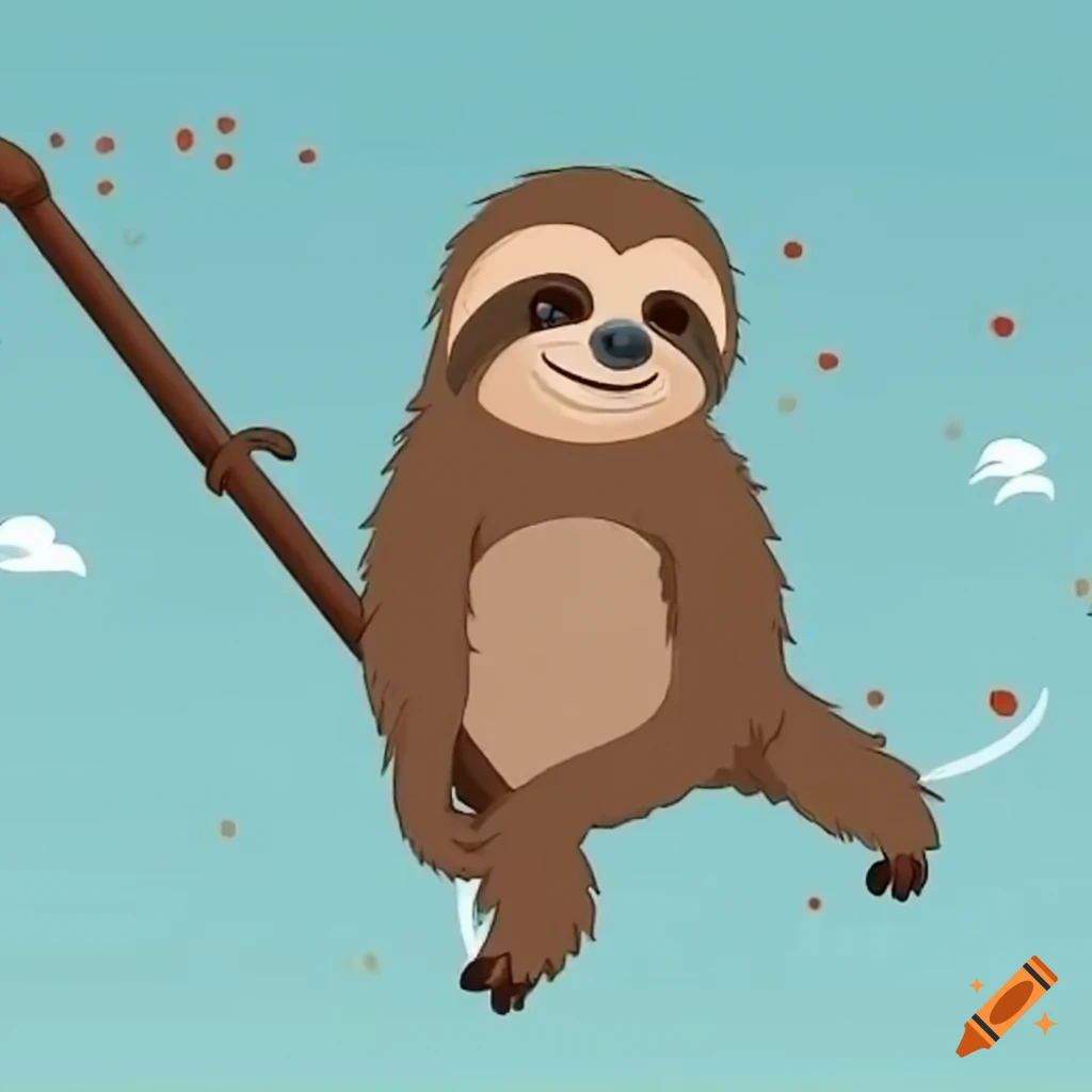 Cartoon sloth on a pogo stick on Craiyon