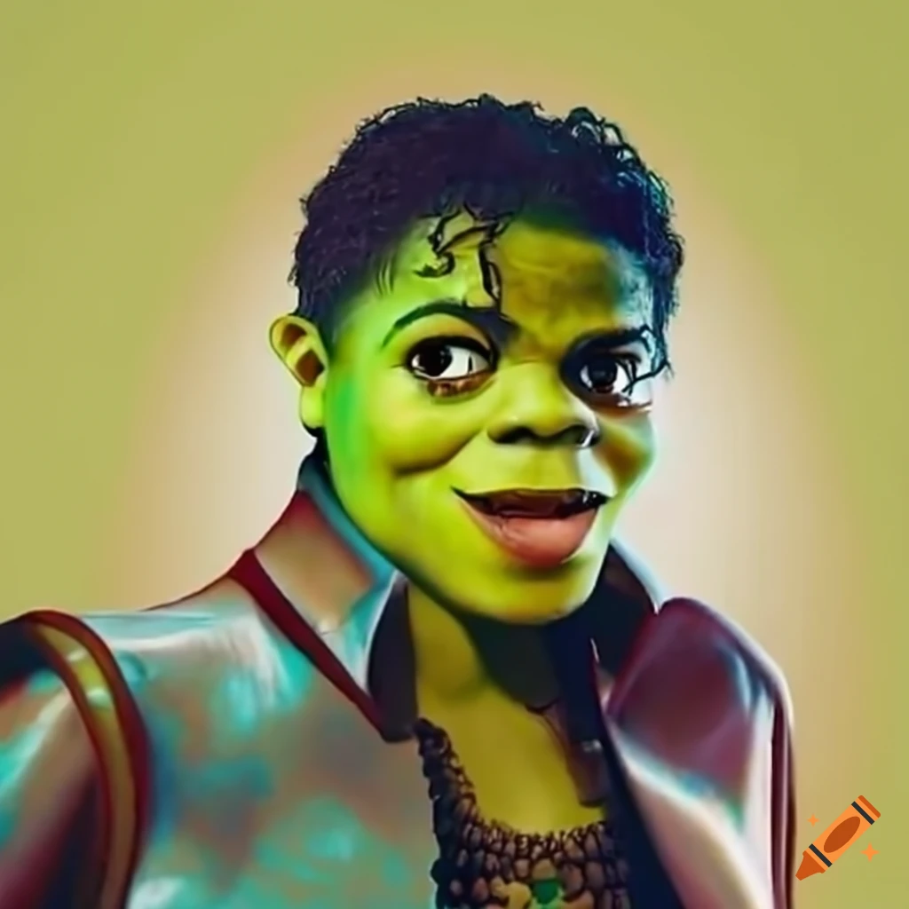 Mashup of michael jackson and shrek characters on Craiyon