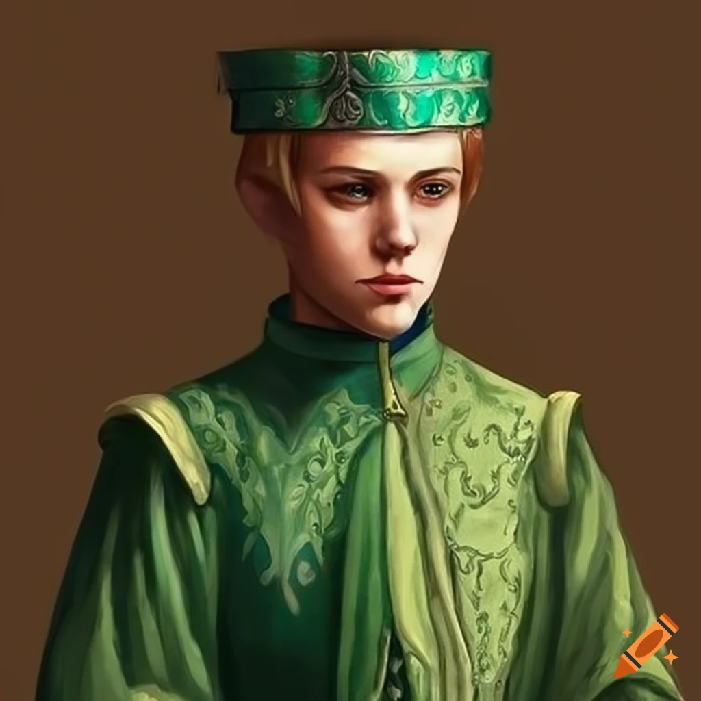 Medieval prince in green clothing on Craiyon