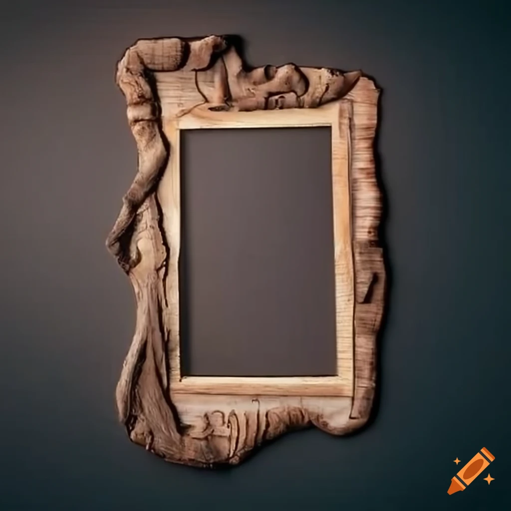 Square picture frame made from old melting wood on Craiyon