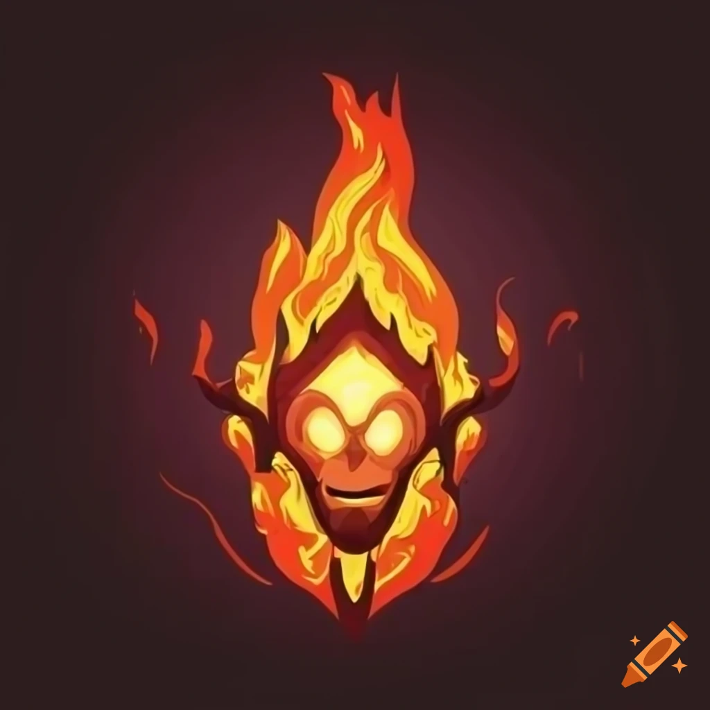 Arcane runic fire god logo illustration in vector format on Craiyon
