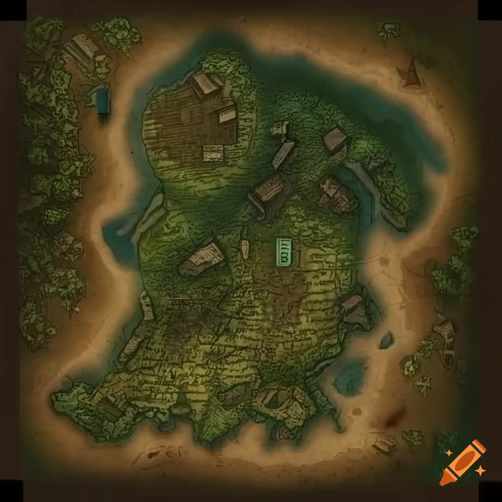 Old cartographer's map of a small forest area on Craiyon
