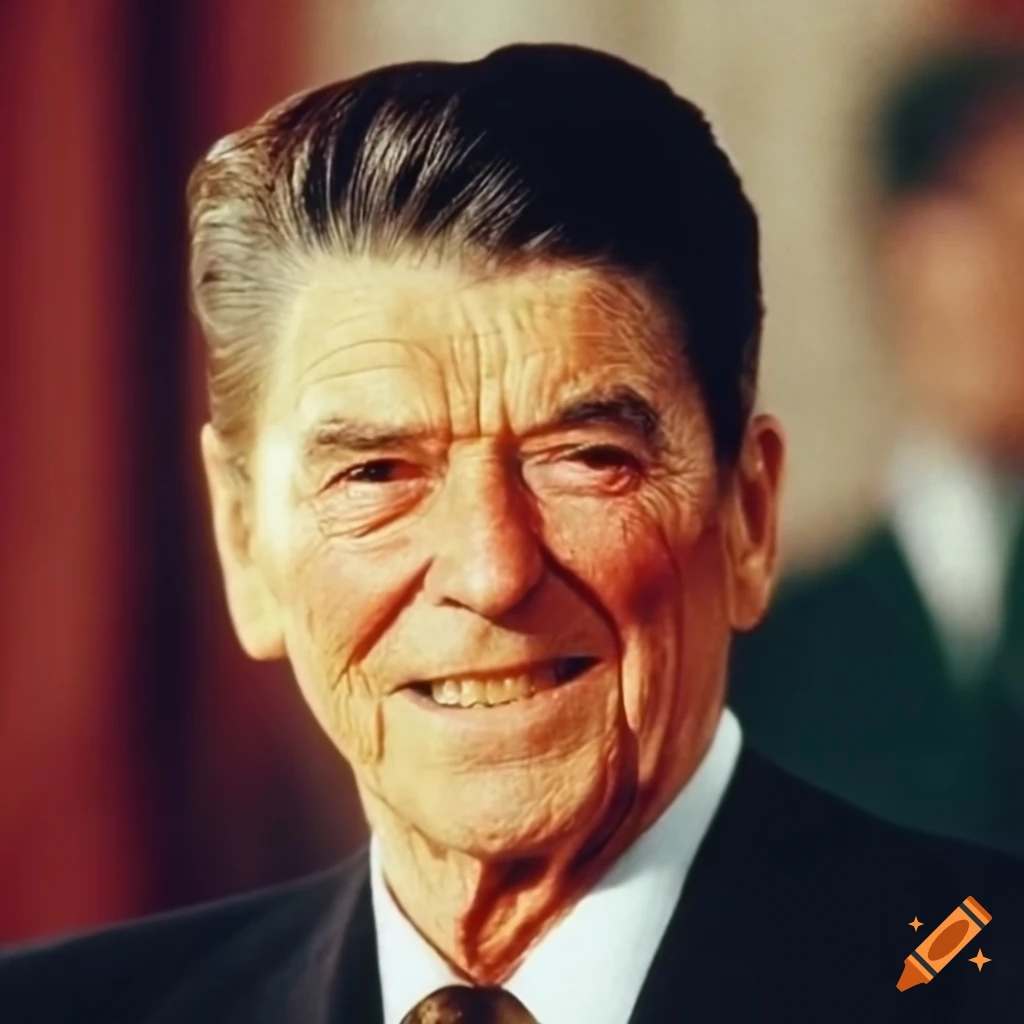 Close-up of ronald reagan looking at the camera on Craiyon
