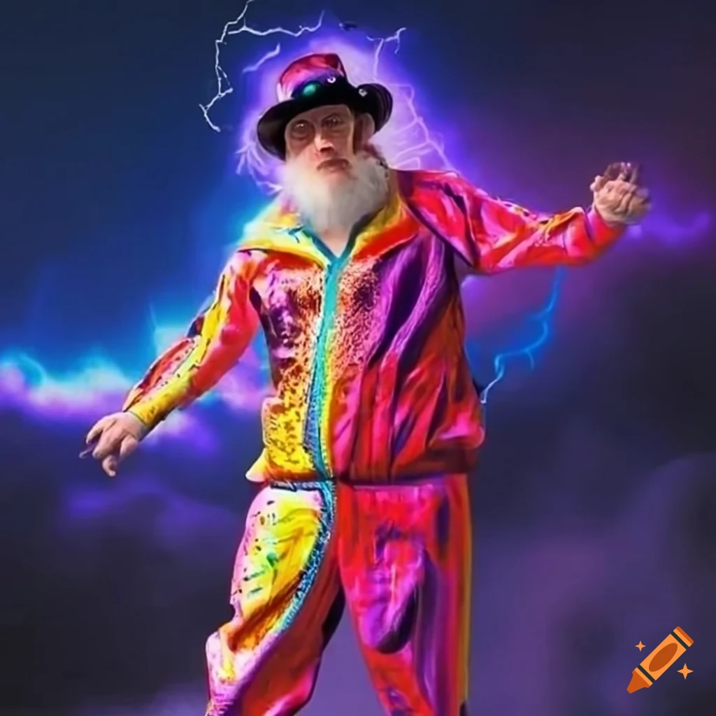 George r. r. martin in a colorful tracksuit with disco background on ...