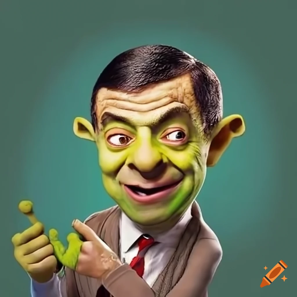 Mr. bean and shrek mashup on Craiyon