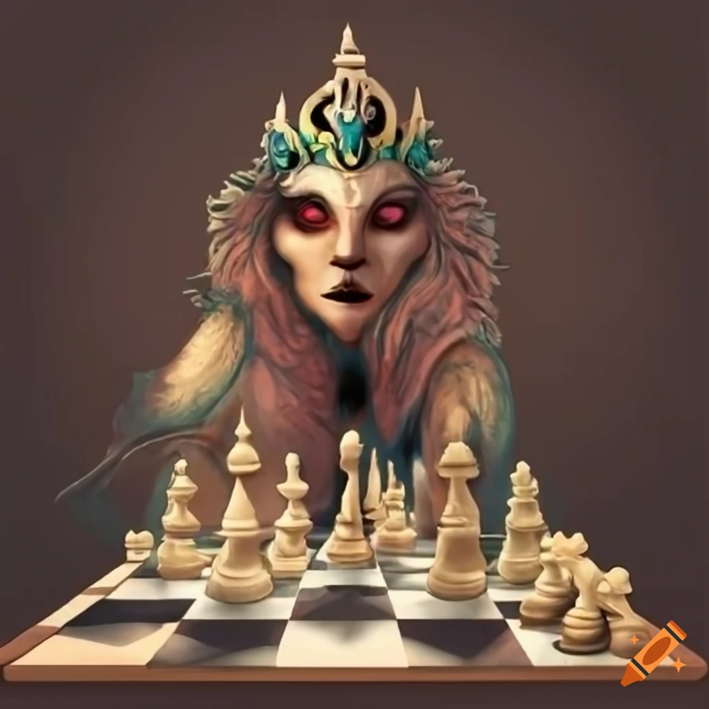 Mystical creature playing chess on Craiyon
