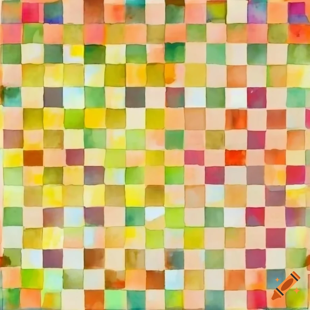 Checker pattern of watercolor squares on Craiyon