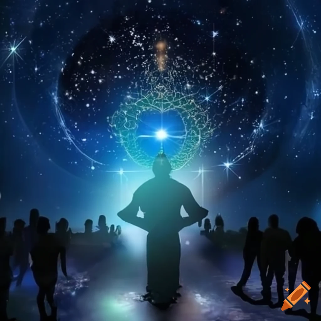 Divine creation with people in the background on Craiyon