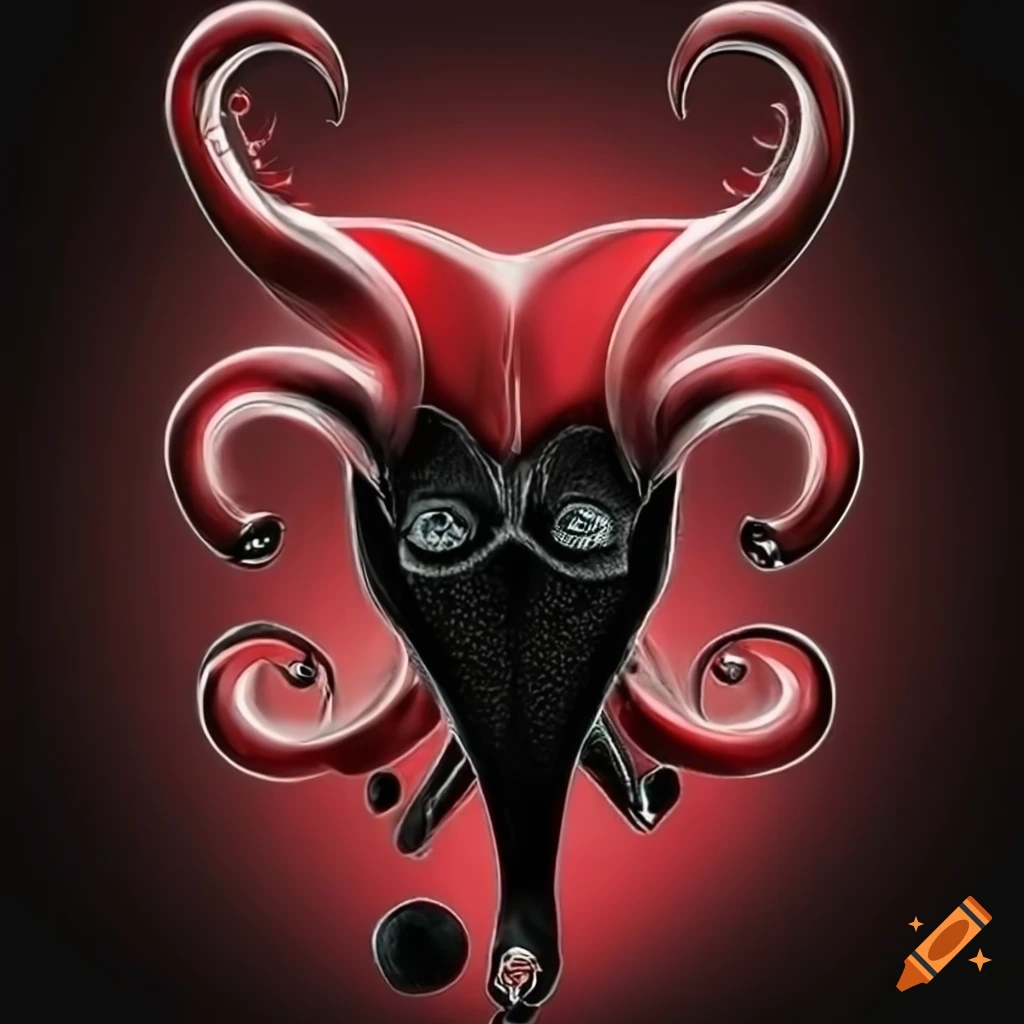 Simple black and red jester style sigil on Craiyon