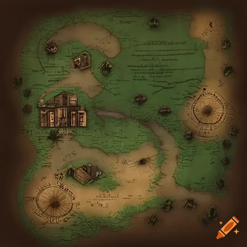 Old cartographer's map of a small forest area on Craiyon