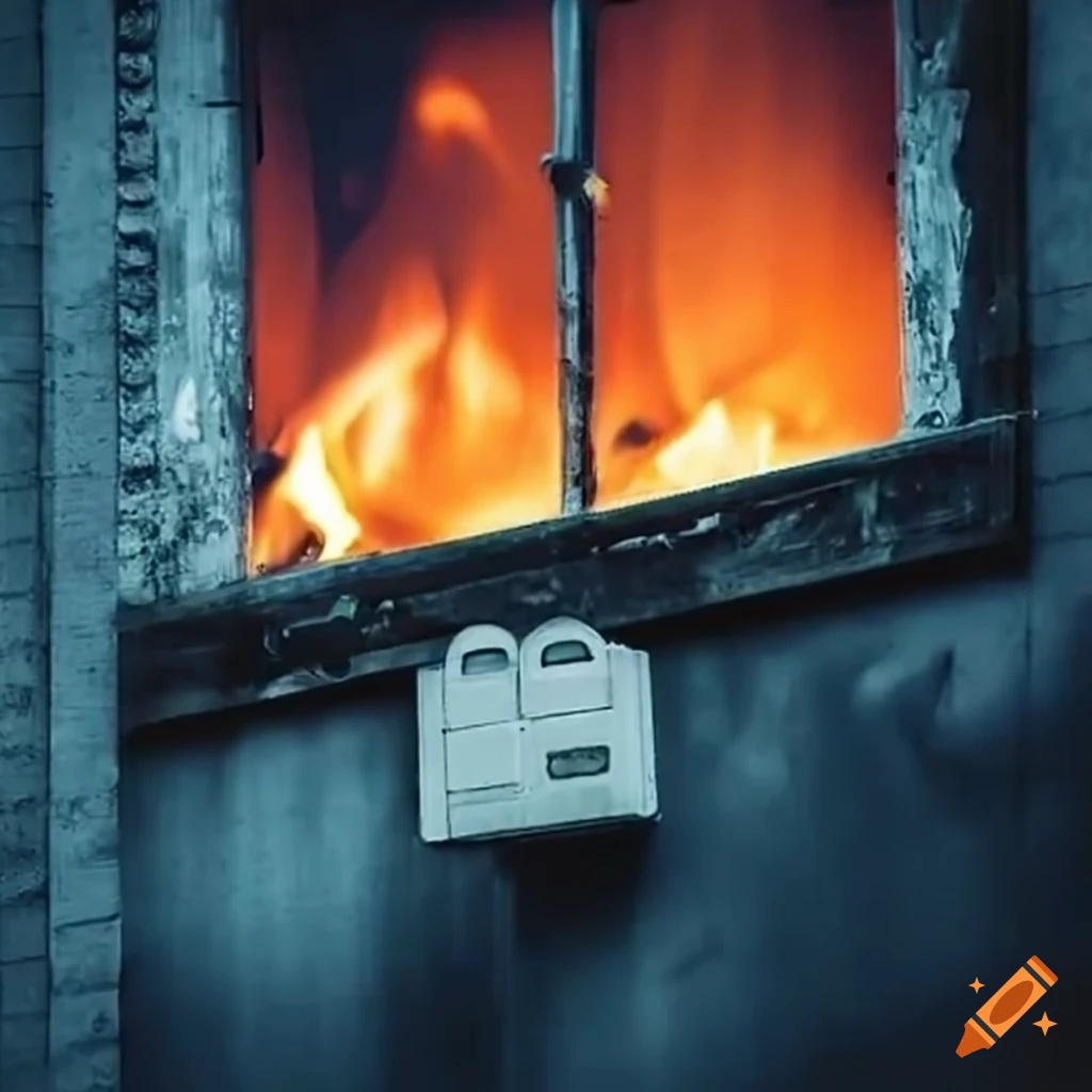 Intercom outside a burning building on Craiyon