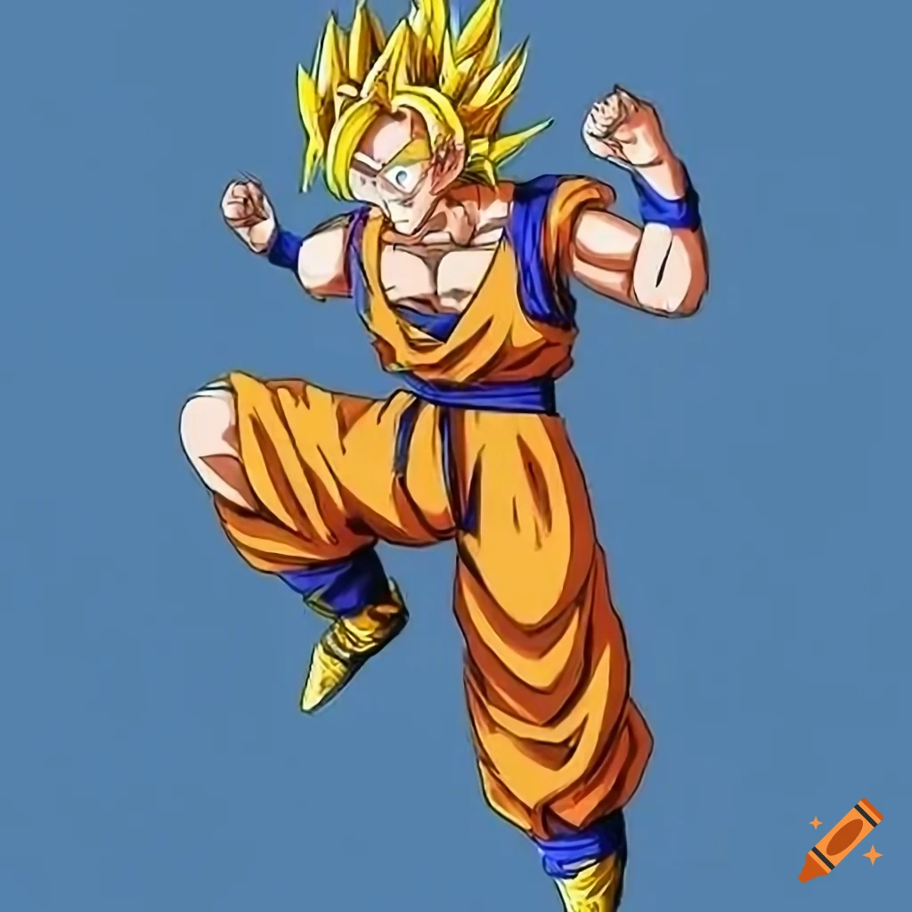 Super saiyan character in action on Craiyon