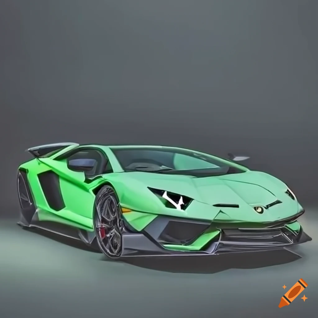 Light-green lamborghini aventador svj with white patterns on Craiyon