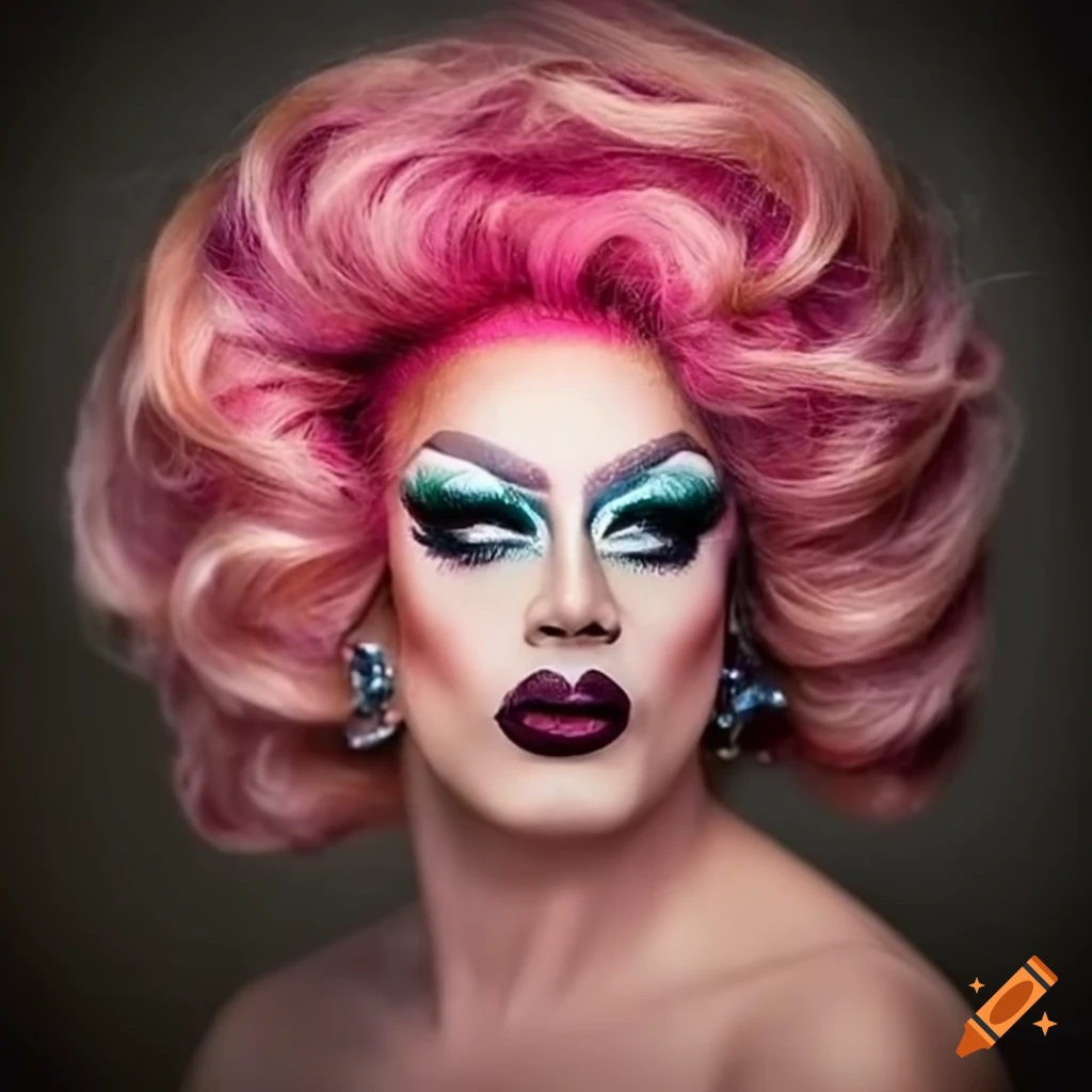 Person in colorful and flamboyant drag queen attire on Craiyon