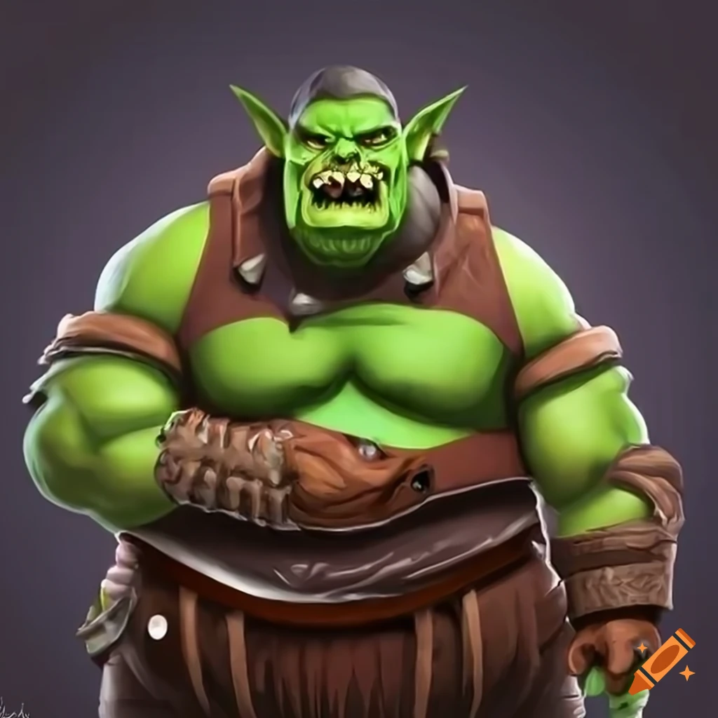 Strong and smiling orc barbarian character on Craiyon