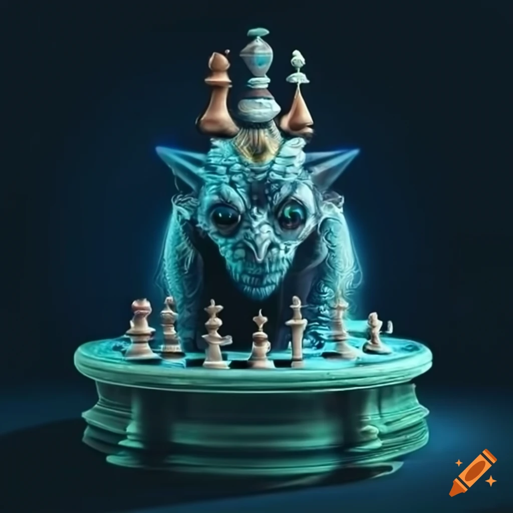 Mystical creature playing chess on Craiyon