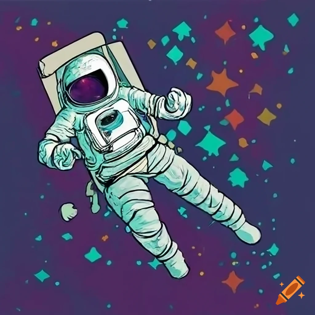 Pop art astronaut floating in space on Craiyon