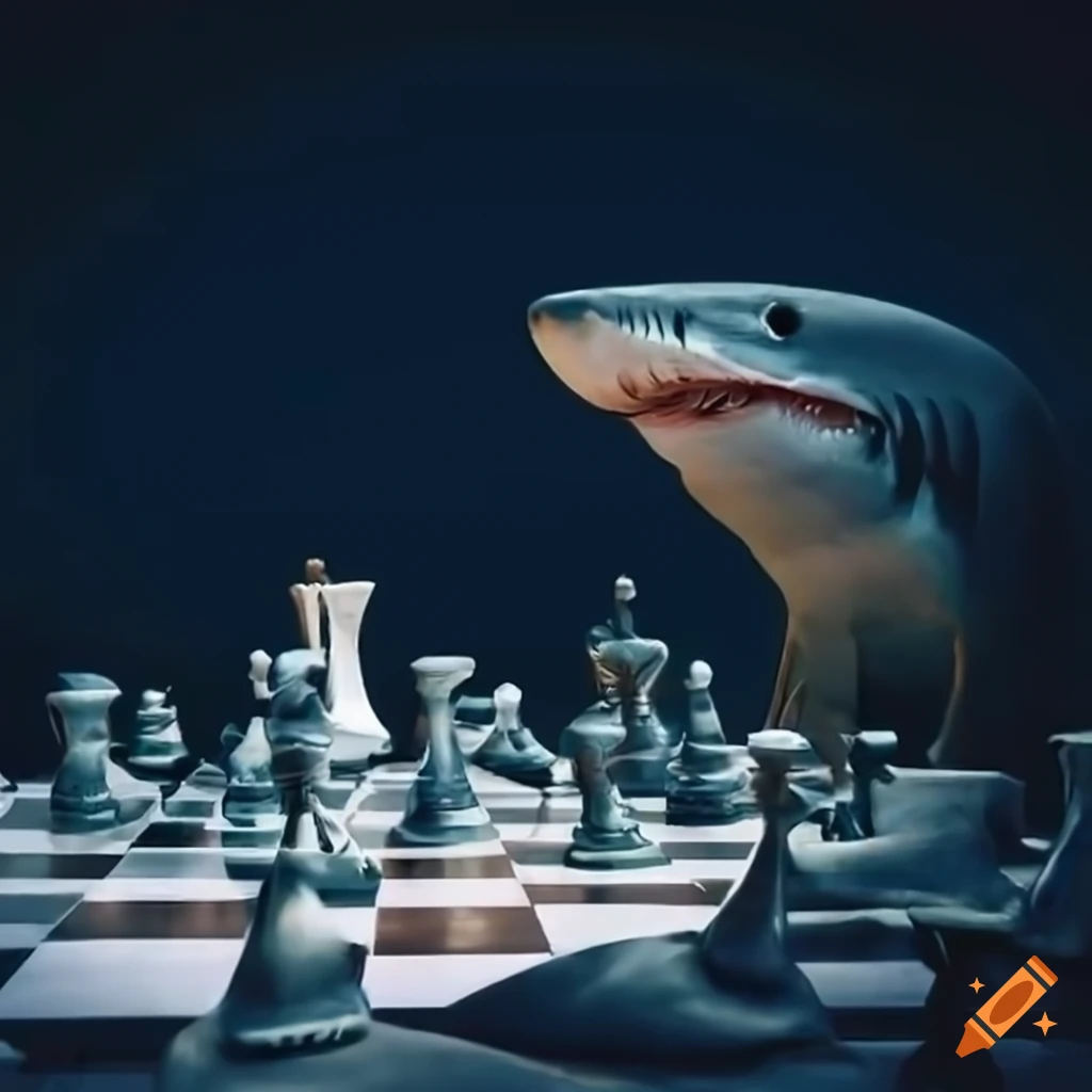 Shark playing chess on Craiyon