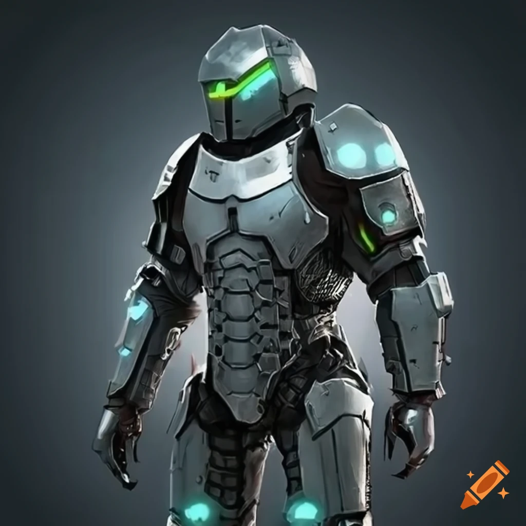 Futuristic power armor designed for knights on Craiyon