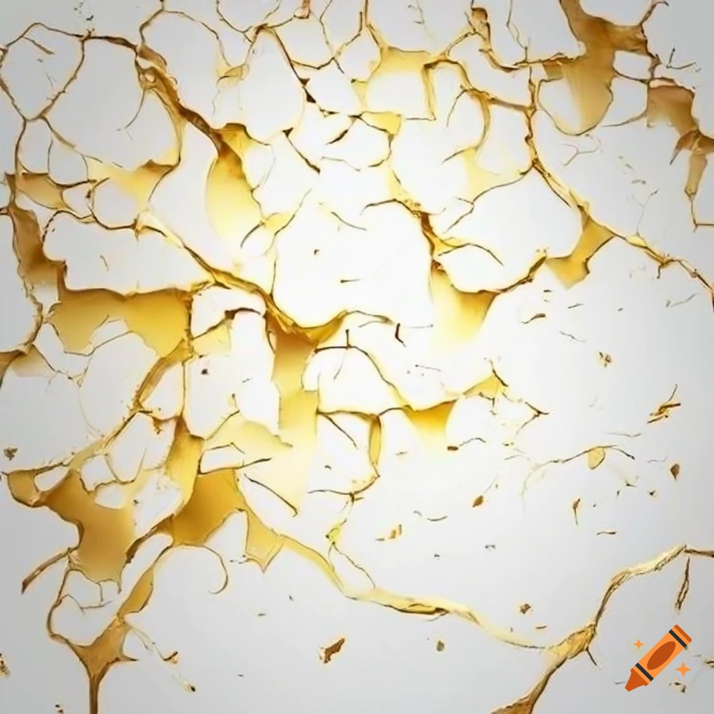 White backdrop with shining gold crack pattern on Craiyon
