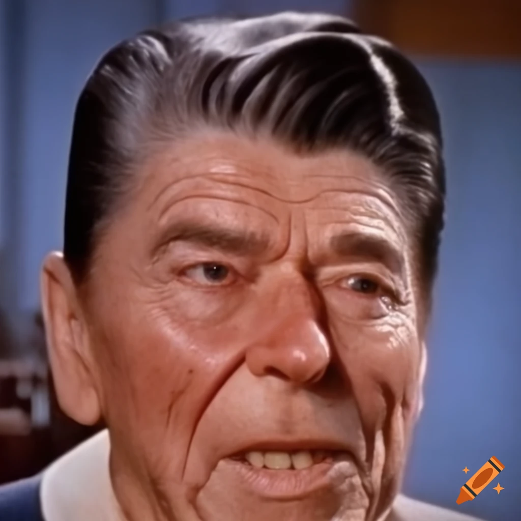 Portrait of ronald reagan with a peculiar expression on Craiyon