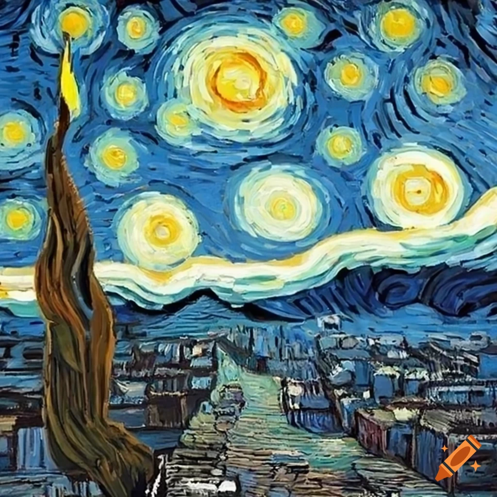 Van gogh's starry night painting on Craiyon