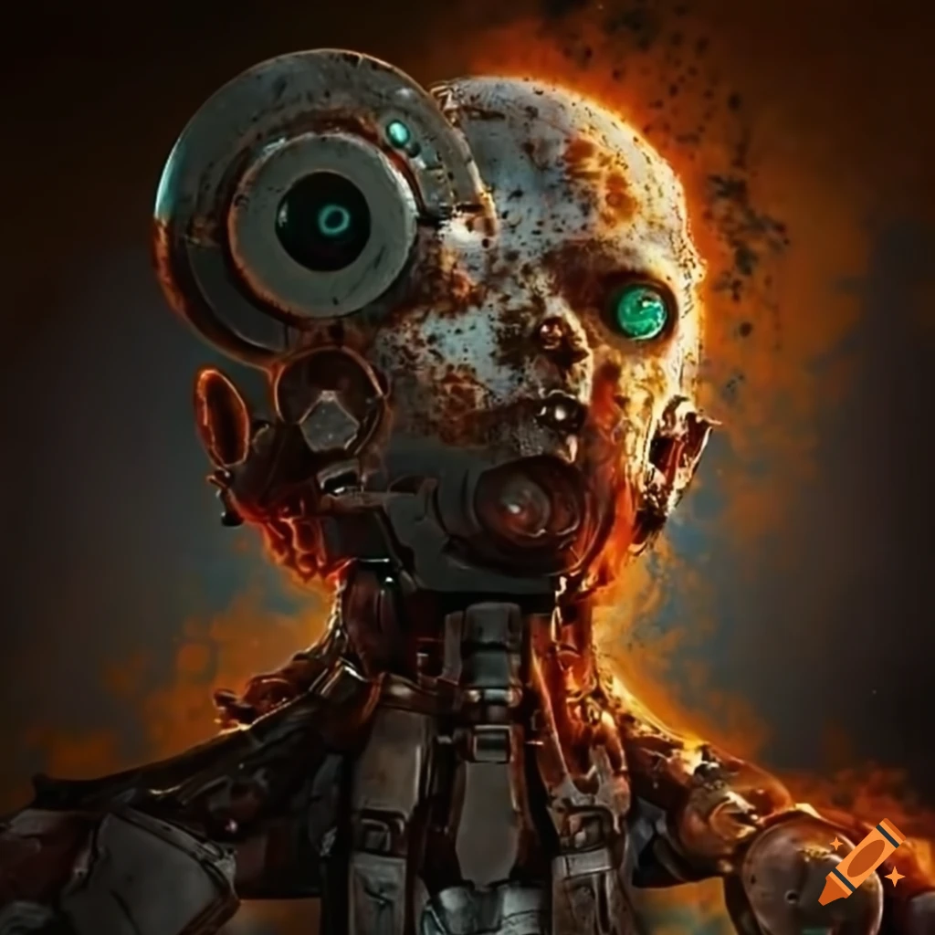 Steam punk rusty cyborg man on Craiyon