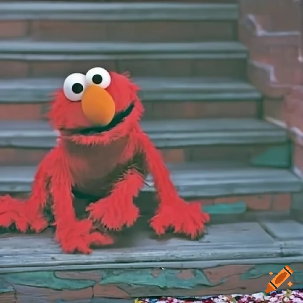 Elmo falling down the stairs on Craiyon
