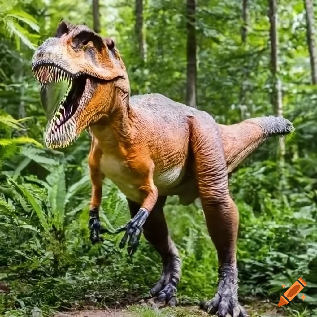 T-rex and fox hybrid with forest backdrop on Craiyon