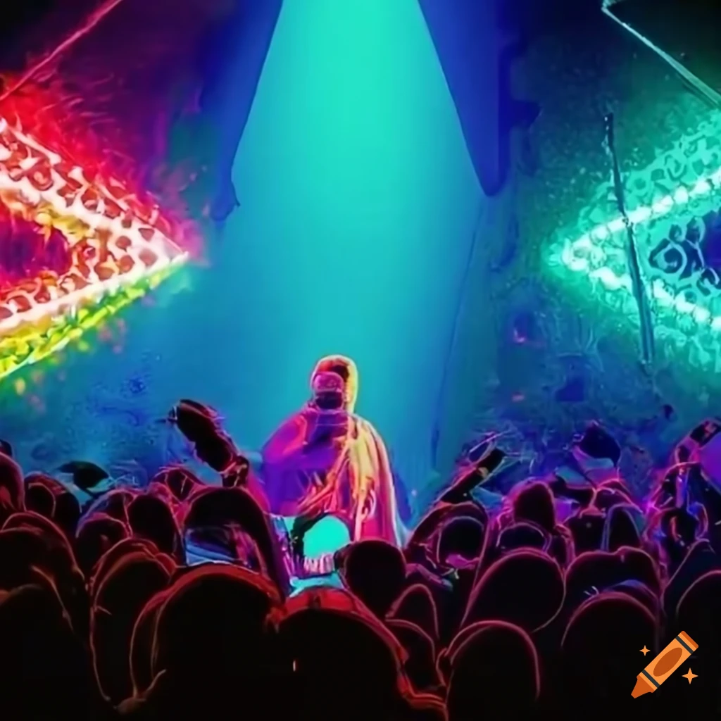 Liam Gallagher singing into a microphone with band-mates on stage ...