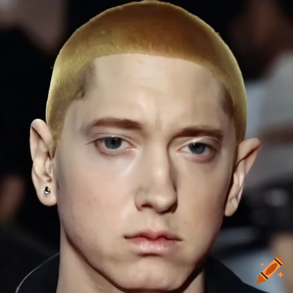 Close-up of eminem making a unique facial expression on Craiyon