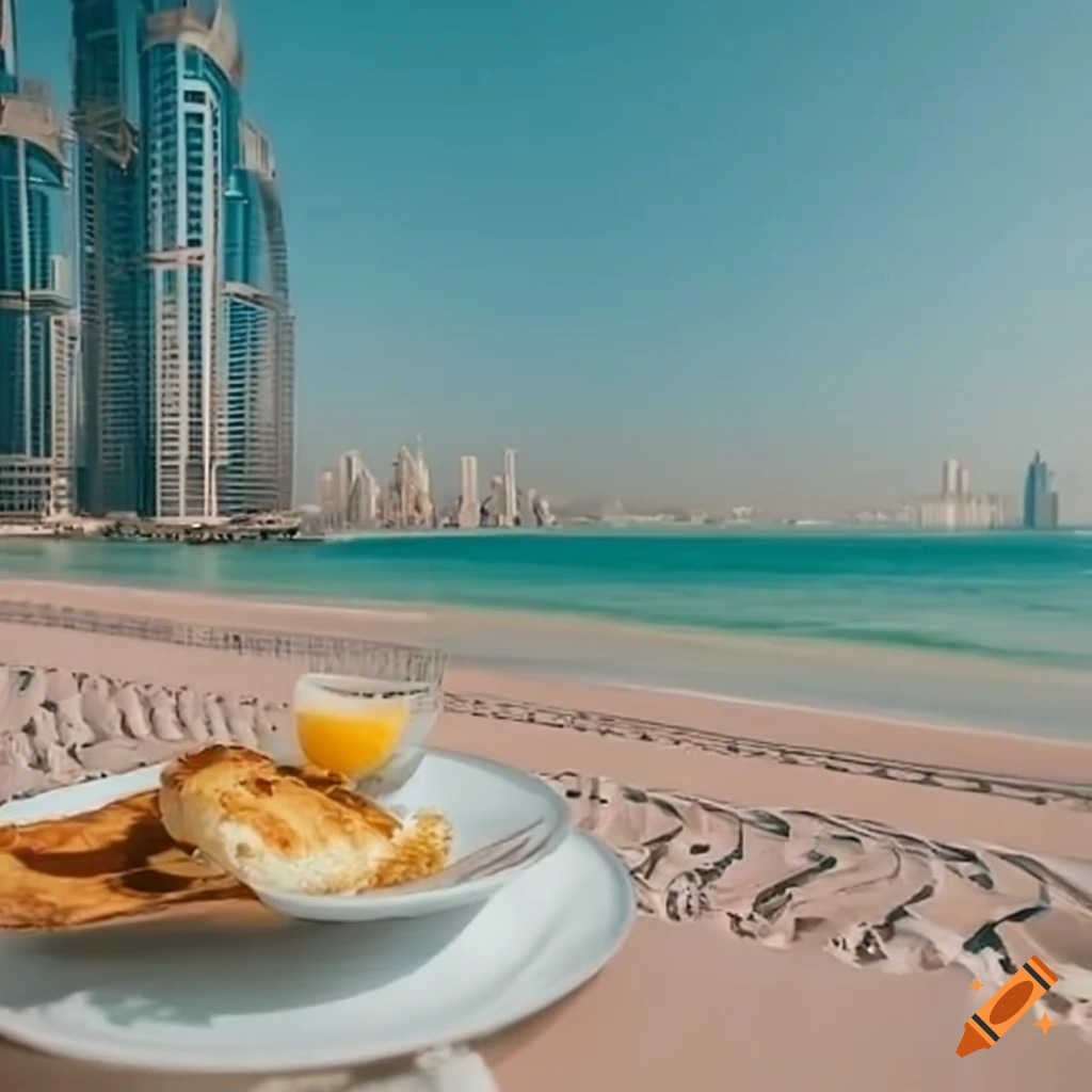 Breakfast with beach view in dubai on Craiyon