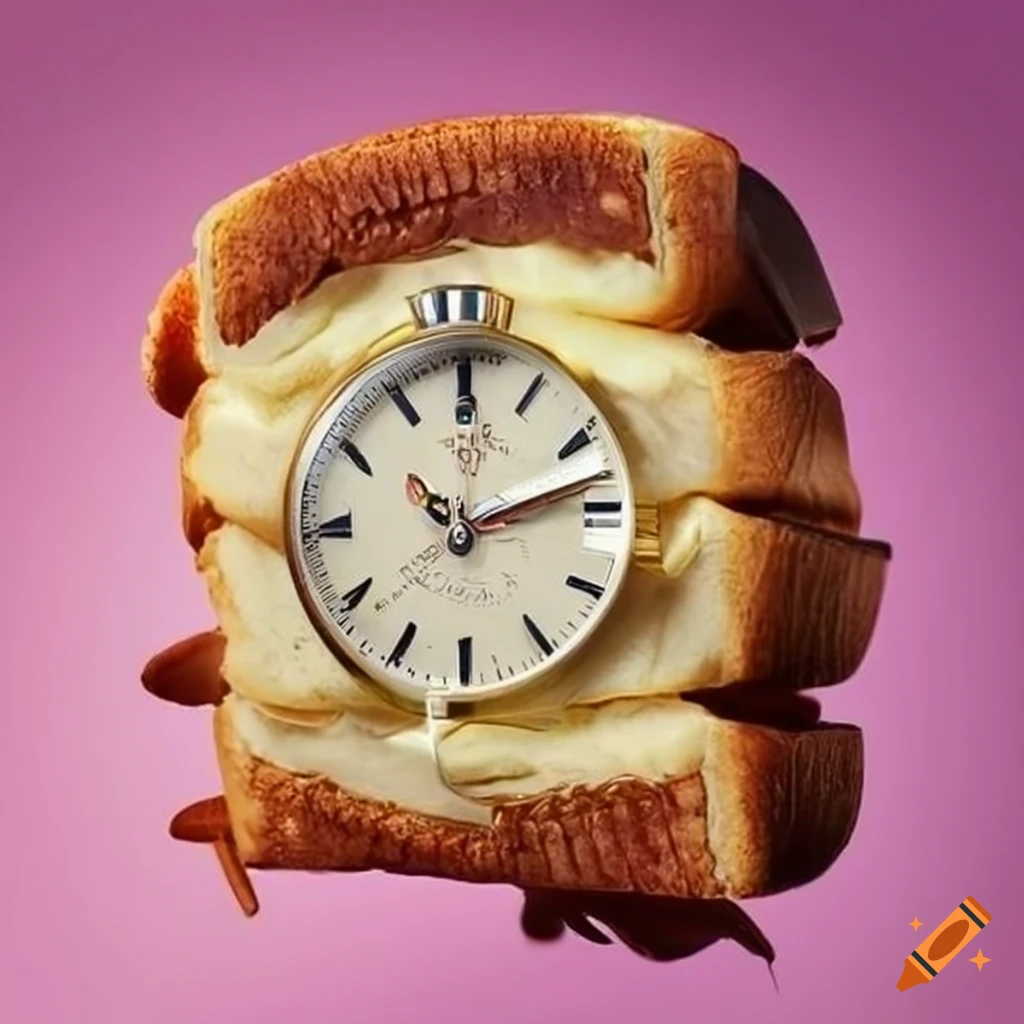 Surreal art of a croque-monsieur man with an omega watch on Craiyon