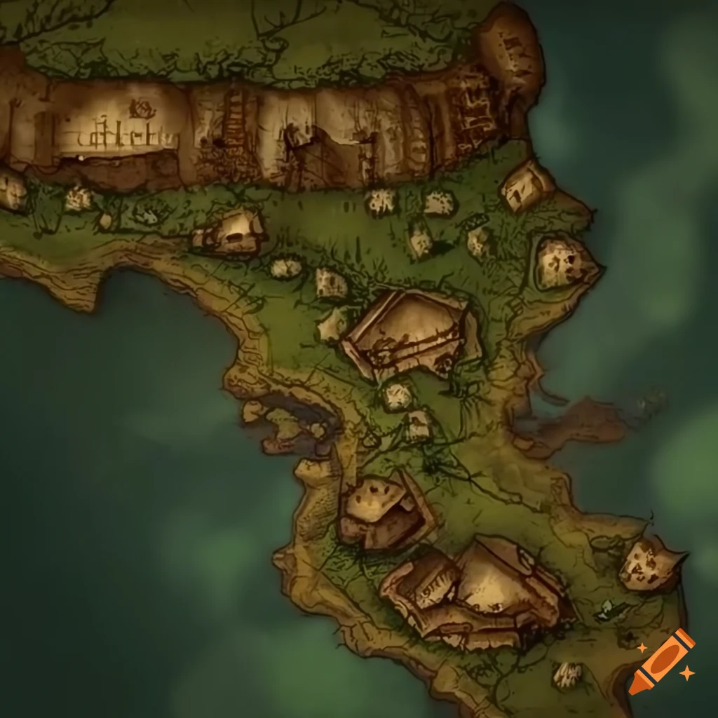 Old cartographer's map of a small forest area on Craiyon